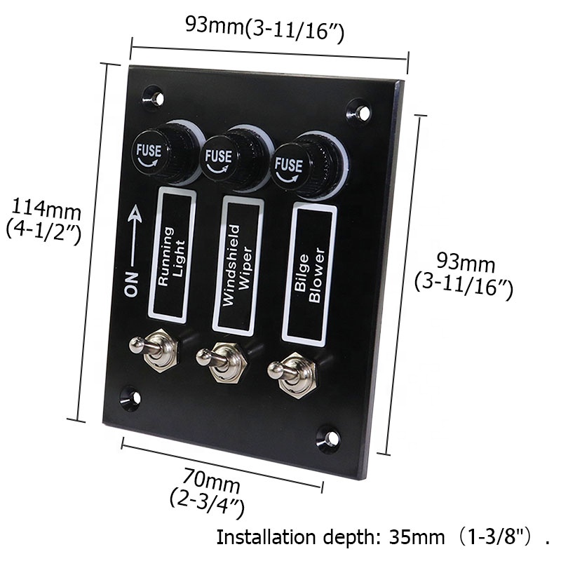 3 Gang Toogle Switch Panel with Glass Tube Fuse - Buy Toogle Switch ...