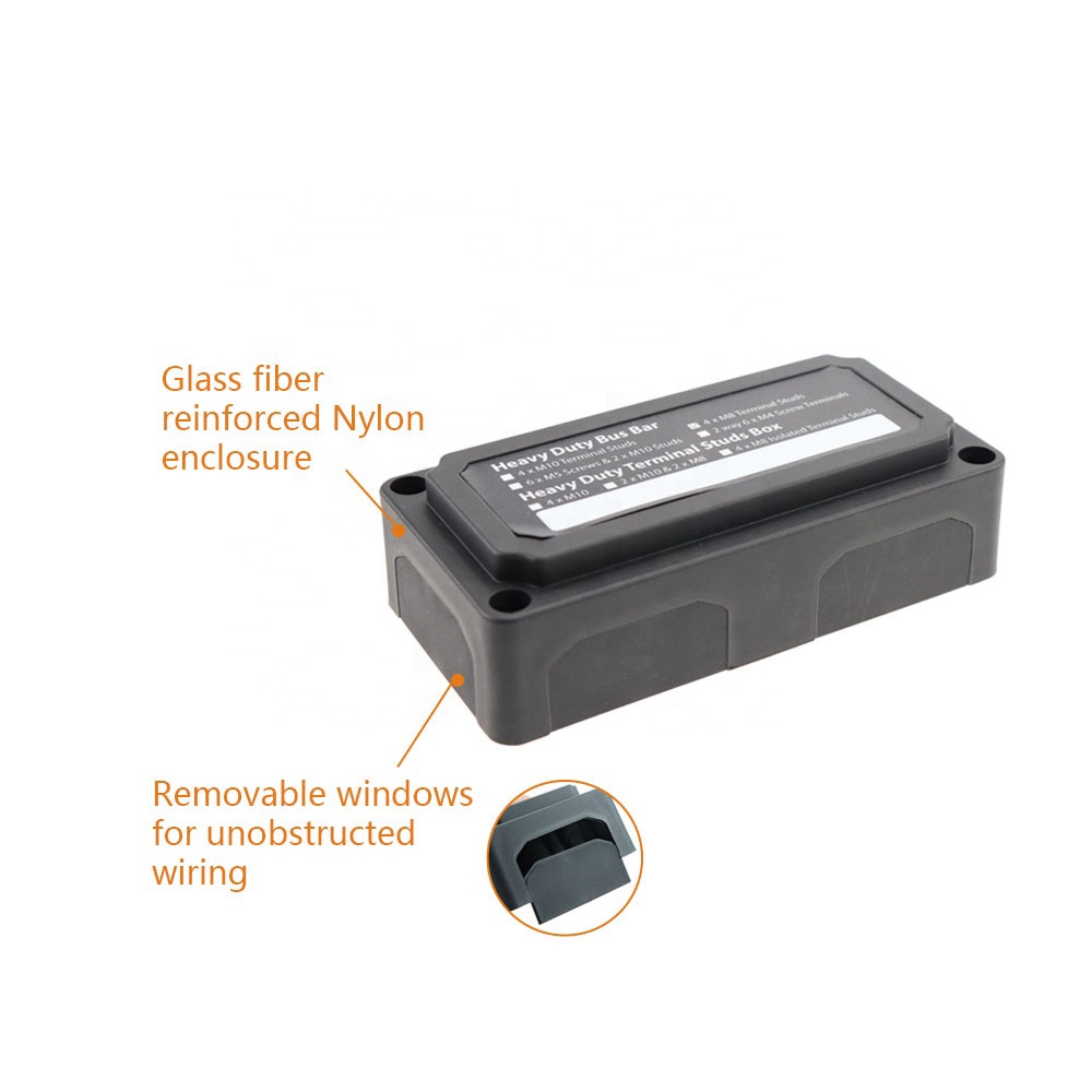 100A 12-Way Screw Dual Row Marine Busbar Box Black - Buy 100A Busbar ...