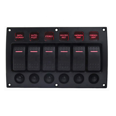 6 Gang Rocker Switch Panel with Overload Protector - Buy 6 Gang Rocker ...