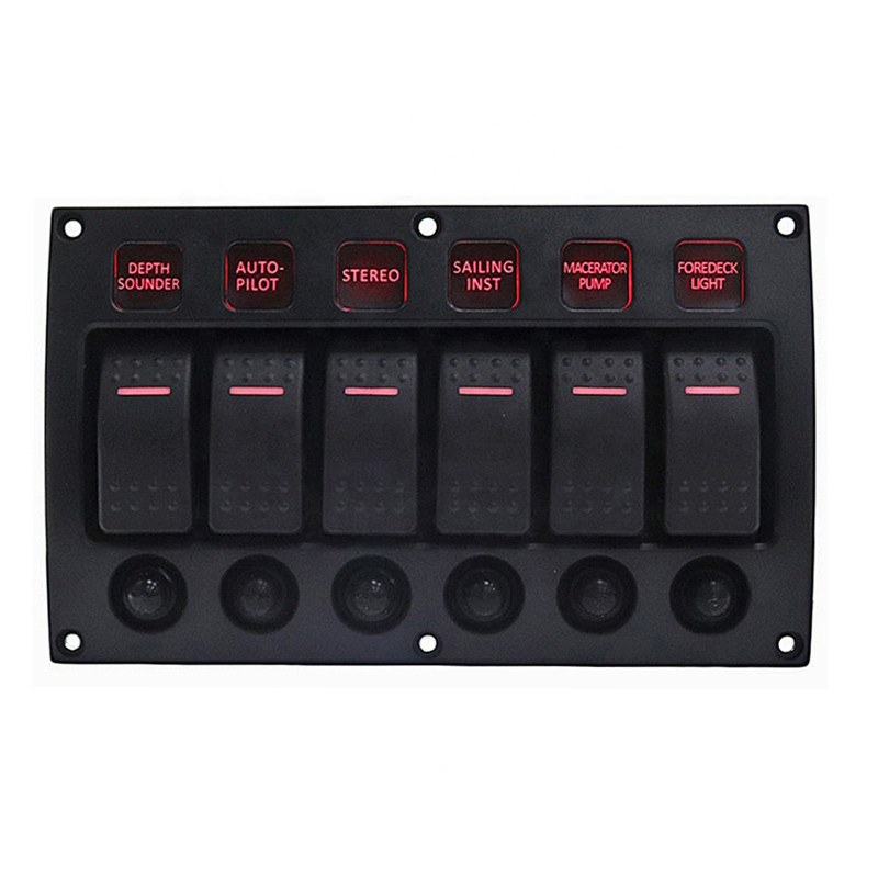 6 Gang Rocker Switch Panel with Overload Protector - Buy 6 Gang Rocker ...