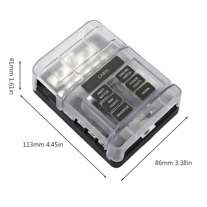 6 way Quick Connect Terminal ATC Type Blade Fuse Box with Negative ...