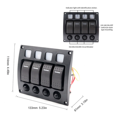 Wholesale 4 Gang 12V Rocker Switch Panel with Push Button Reset Circuit ...
