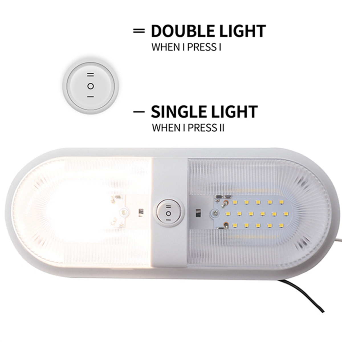 12V Led RV Interior Ceiling Oval Dual Light with on-off-on Rocker ...