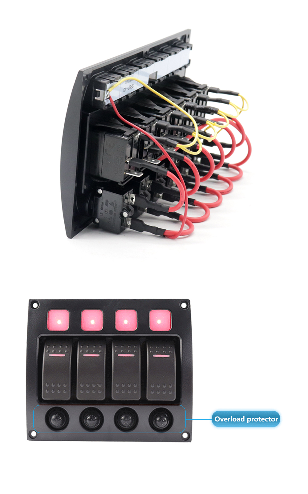 Wholesale 4 Gang 12V Rocker Switch Panel with Push Button Reset Circuit ...